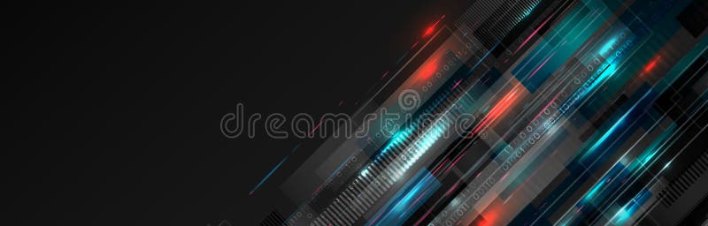 Wide Background with Various Technological Elements. Hi-tech Computer ...