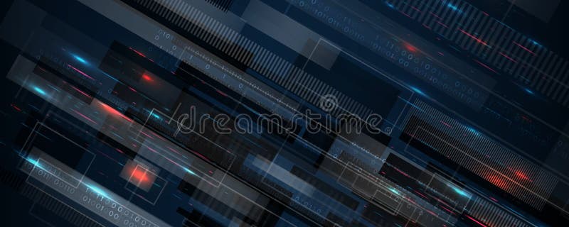 Wide Background with Various Technological Elements. Hi-tech Computer ...