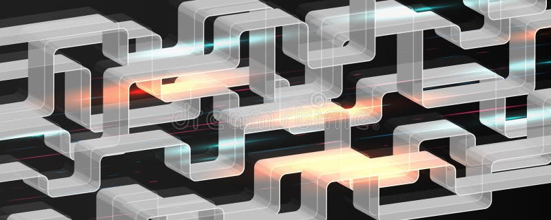 Wide Background with Various Technological Elements. Hi-tech Computer ...