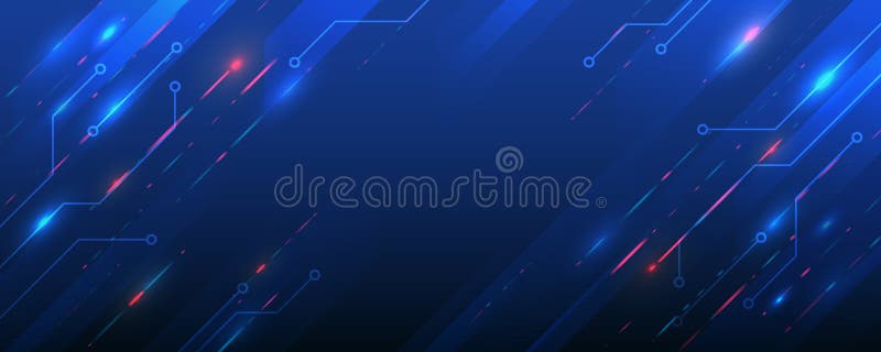 Wide Background with Various Technological Elements. Hi-tech Computer ...