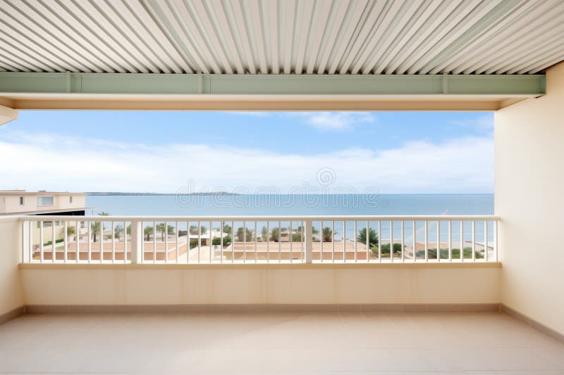 Wide Balcony with Sea View, Railing Stock Image - Image of panoramic ...
