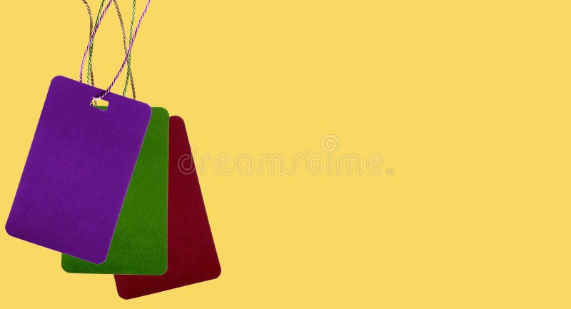 Wide Banner, Colored Labels with Space for Text on a Yellow Background ...