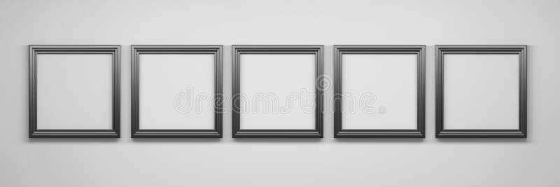 Wide Banner with Five Black Square Frames on White Background Stock ...