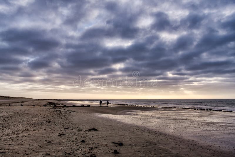 Wide Beach in Blaavand at the North Sea Coast in Denmark Stock Photo ...