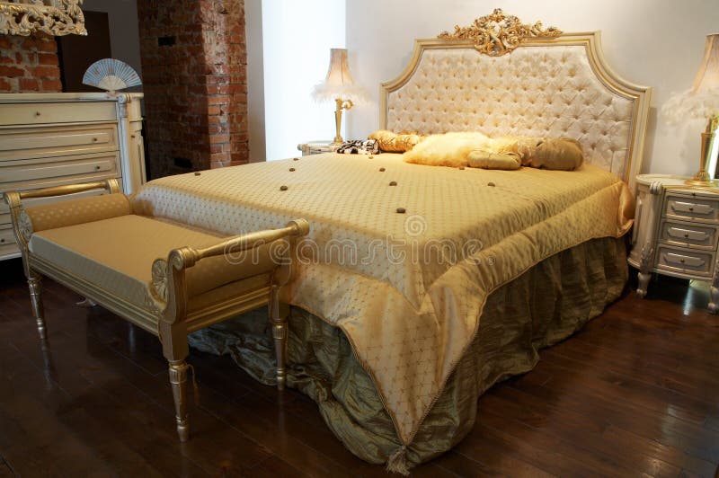 Wide bed stock photo. Image of design, floor, cabinet - 2830548