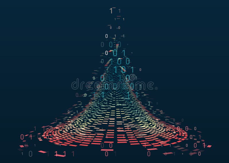 Wide Big Data Visualization Abstract Background With Lines Array And Binary Code Connection