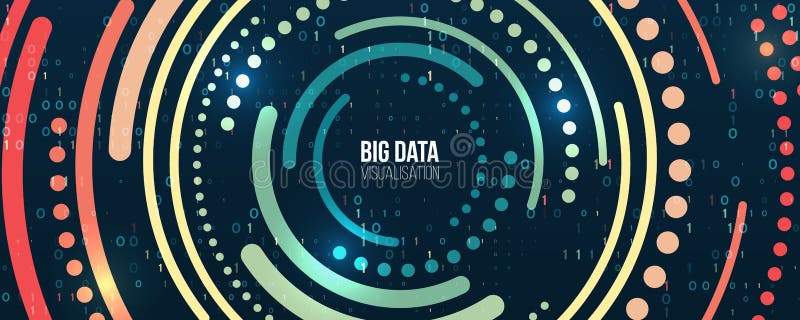 Wide Big Data Visualization. Information Analytics Concept. Abstract Stream Information with ...