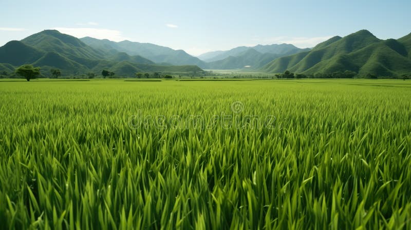 Wide Big Grass Field in the Mountains Stock Illustration - Illustration ...