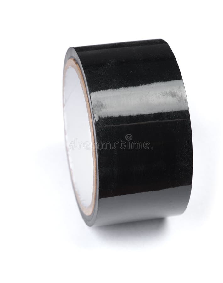 Wide Black Adhesive Tape Roll Stock Photo - Image of protection ...