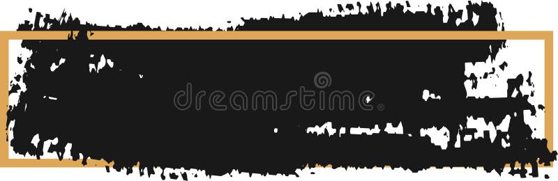 Wide Black Brush Stroke with a Gold Rectangular Border Creates a ...