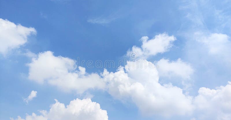 Wide Blue Sky Background with White Clouds in the Sky Horizontal Stock ...