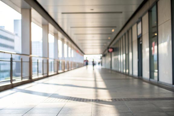 Wide Blurred Empty Abstract Building Pathway Background Stock ...