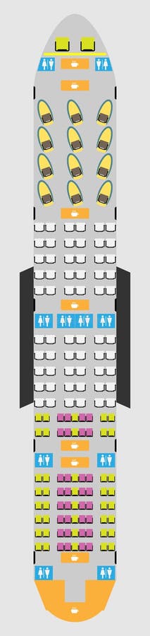 Wide Body Aircraft Seat Map with Restroom Stock Illustration ...