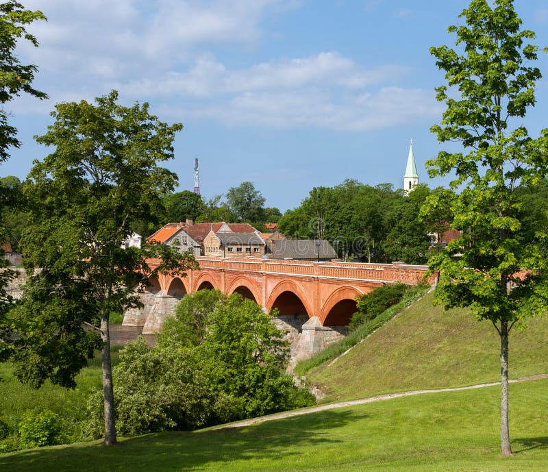 Wide bridge above river. stock image. Image of baltic - 93184039