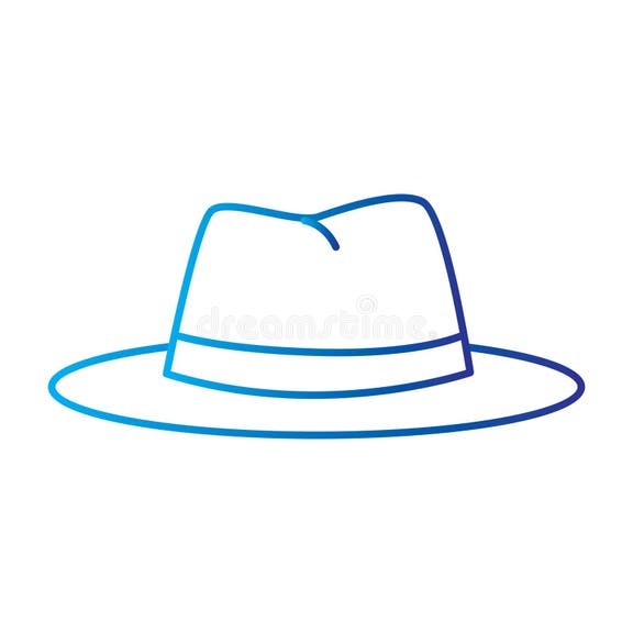 Wide Brim Fedora Hat Outline. Vector Stock Vector - Illustration of ...