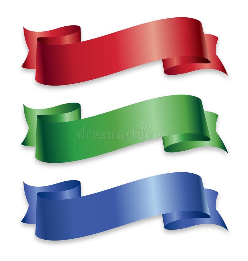Wide Colored Ribbons Banner Flowing Scroll Stock Vector - Illustration ...