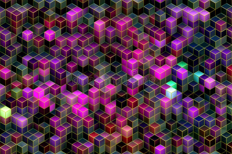 Wide Continuous 3D Cubic Abstract Pattern Stock Illustration ...