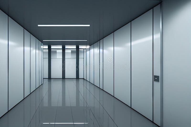Wide Corridor Leading To Spacious Lift Doors in Office Building Stock ...