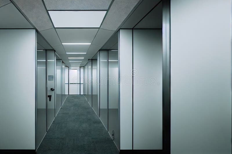 Wide Corridor Leading To Spacious Lift Doors in Office Building Stock ...