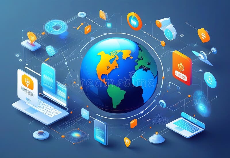 Wide Cyber Security Internet and Networking Concept. Hi-tech Stock ...