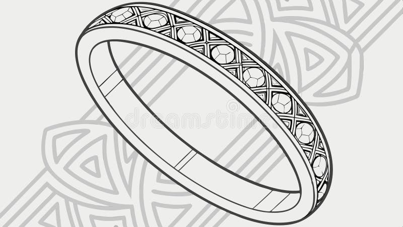 Wide Decorative Ring Illustration with Patterns. Jewelry Vector Art ...