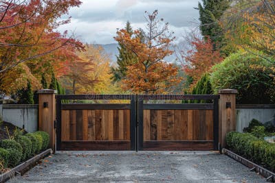 Wide Double-leaf Gates for Vehicles Stock Photo - Image of front ...