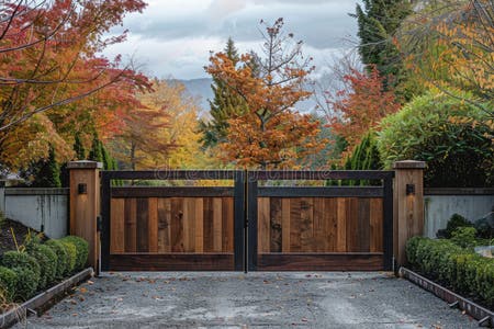 Wide Double-leaf Gates for Vehicles Stock Photo - Image of front ...