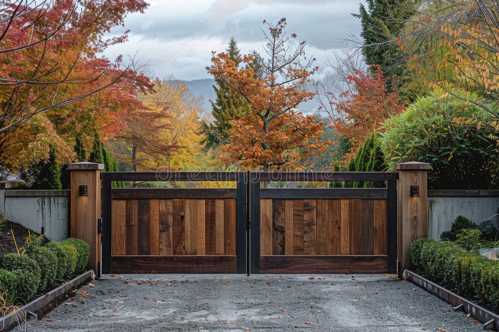 Wide Double-leaf Gates for Vehicles Stock Photo - Image of front ...