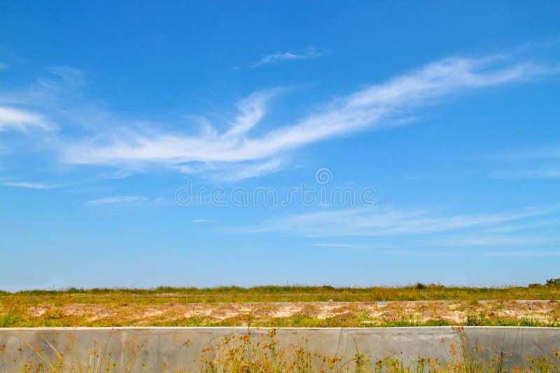 Wide Empty Land with Clear Blue Sky. Stock Photo - Image of landscape ...