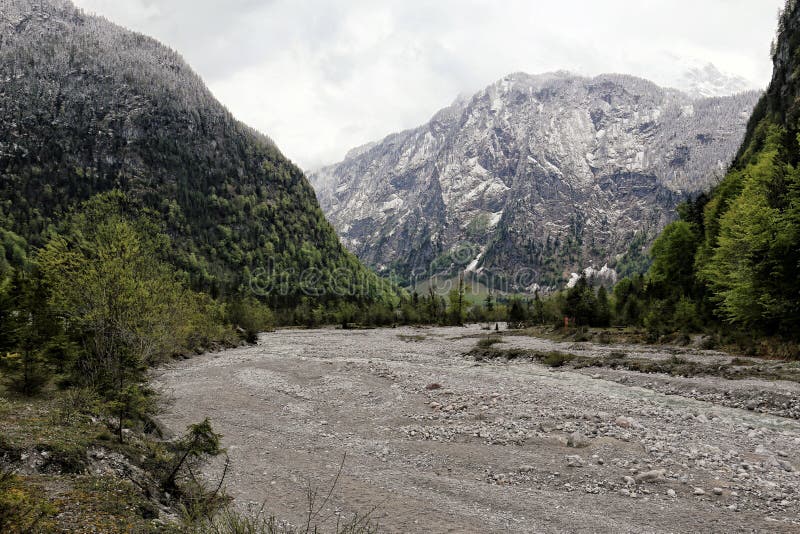 Wide almost Empty River-bed Full of Gravel Stock Image - Image of wide ...