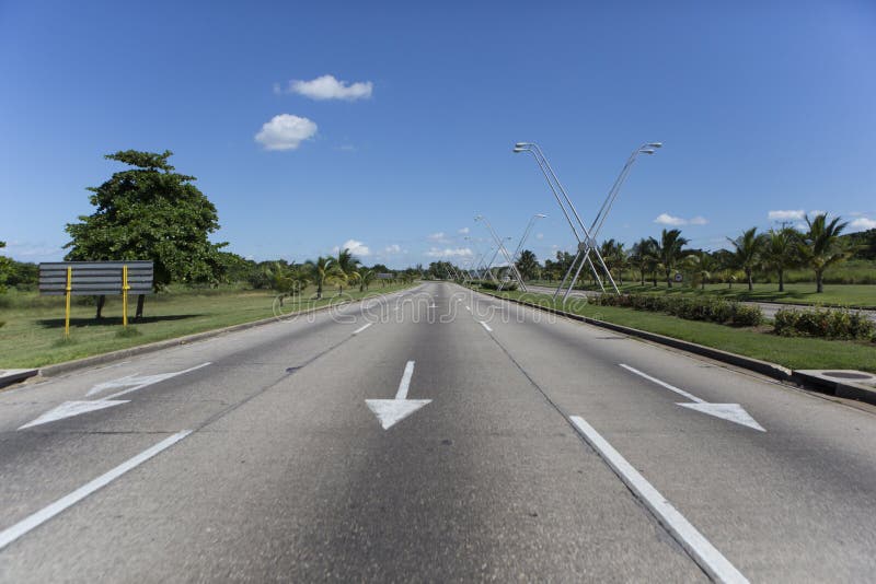 Wide Empty Road in Cuba Habana Stock Image - Image of cuba, habanos ...
