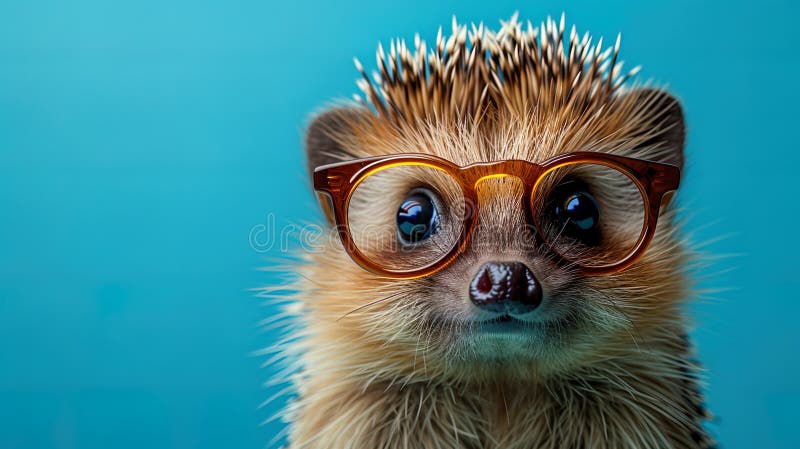 A Wide-eyed Hedgehog with Rectangular Glasses, Showcasing a Delightful ...