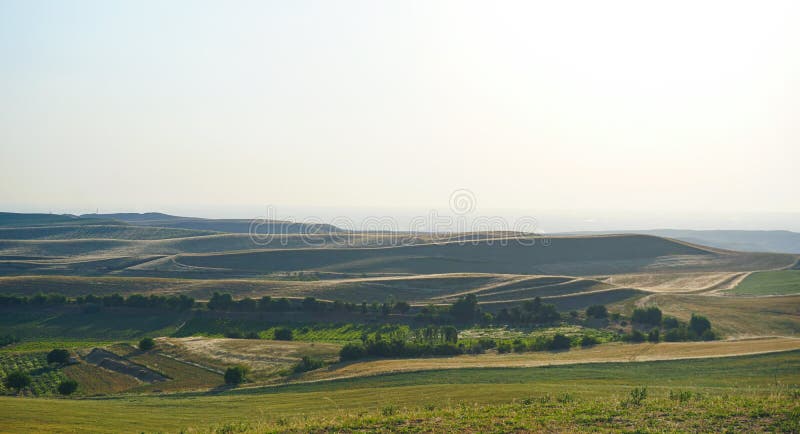 Wide field and hill view stock photo. Image of blue - 265815350