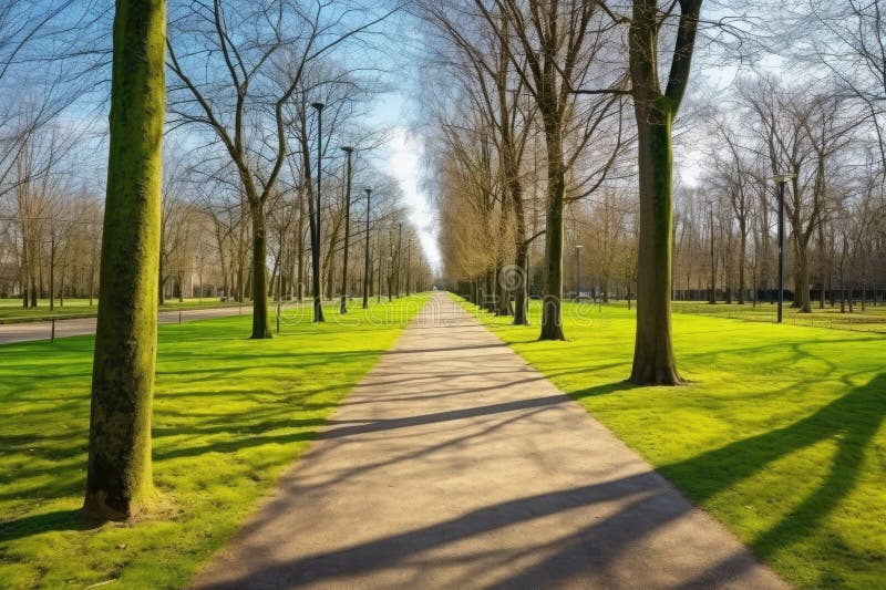A Wide and Flat Path in a Park for Mobility Devices Stock Photo - Image ...