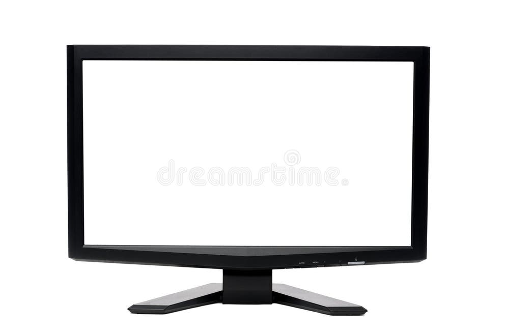 Wide Flat Screen LCD Computer Monitor Stock Image - Image of white ...