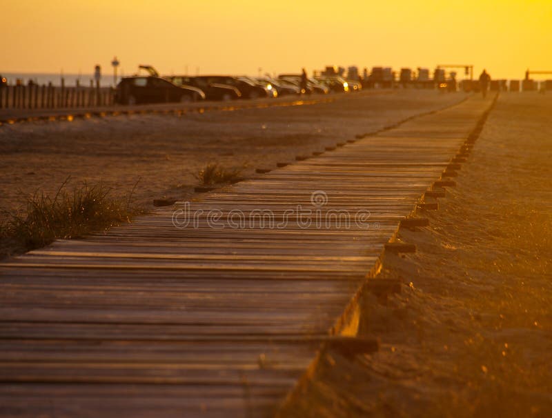 Wide Focus Shot of a Beach Broadwalk during Sunset Stock Image - Image ...