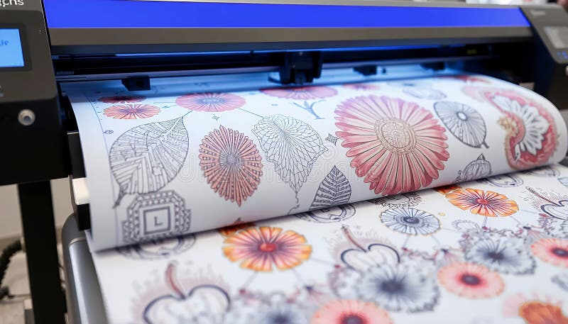 Wide Format Digital Printer Printing Floral Wallpaper with Intricate ...