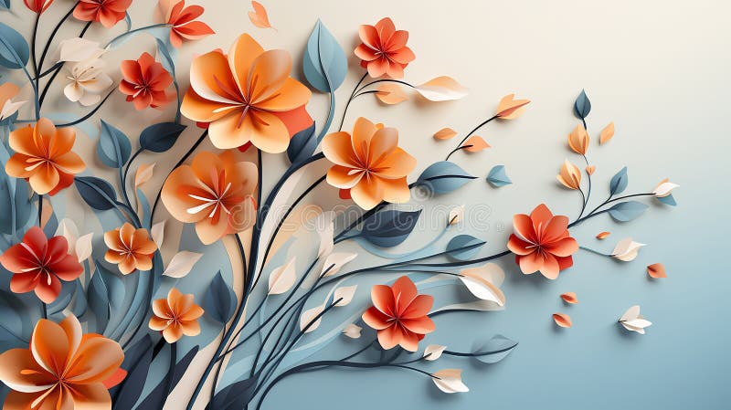 Wide Format Floral Banner Art Illustration for Design Stock ...