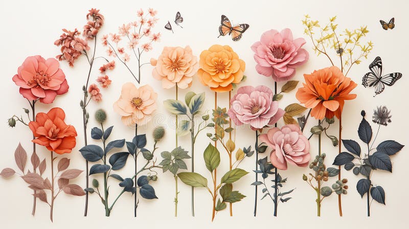 Wide Format Floral Banner Art Illustration for Design Stock ...