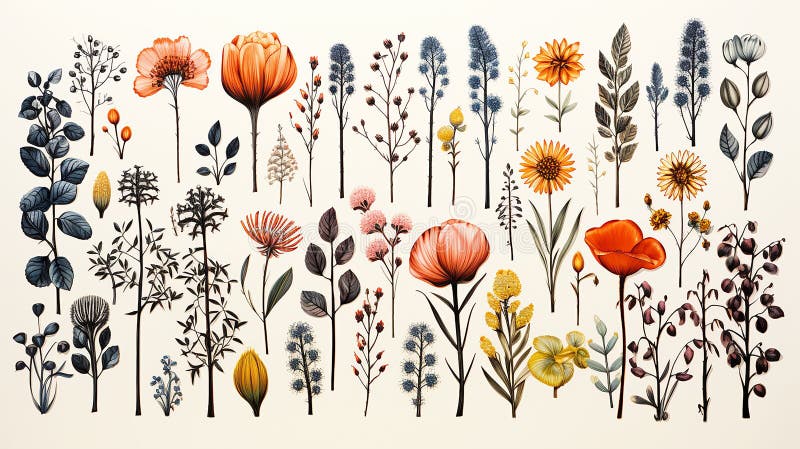 Wide Format Floral Banner Art Illustration for Design Stock ...