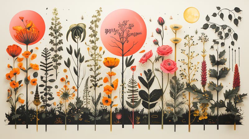 Wide Format Floral Banner Art Illustration for Design Stock ...