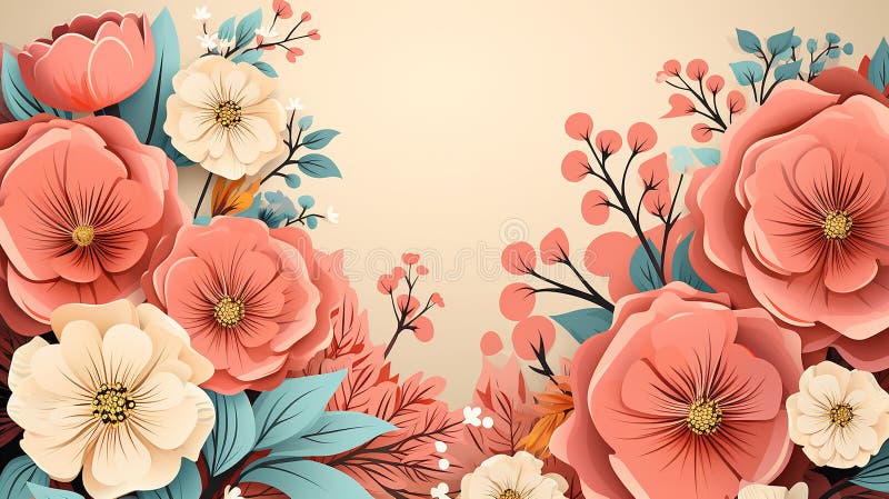Wide Format Floral Banner Art Illustration for Design Stock ...