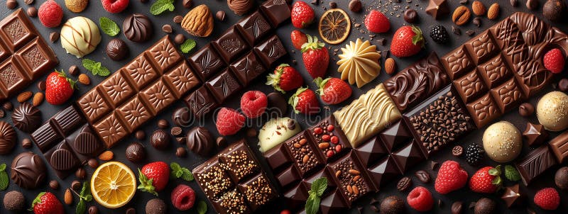 Wide Format Illustration of Assorted Chocolate Products Stock ...