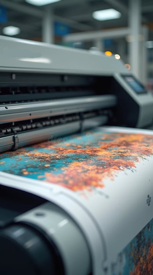 Wide Format Printer Creating Vibrant Color Picture in Industrial ...