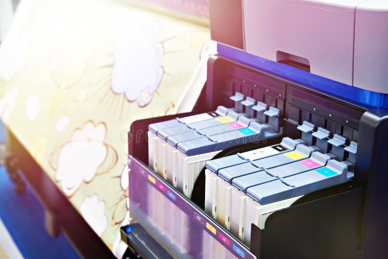 Wide Format Printer for on Fabric and Paper Stock Photo - Image of ...