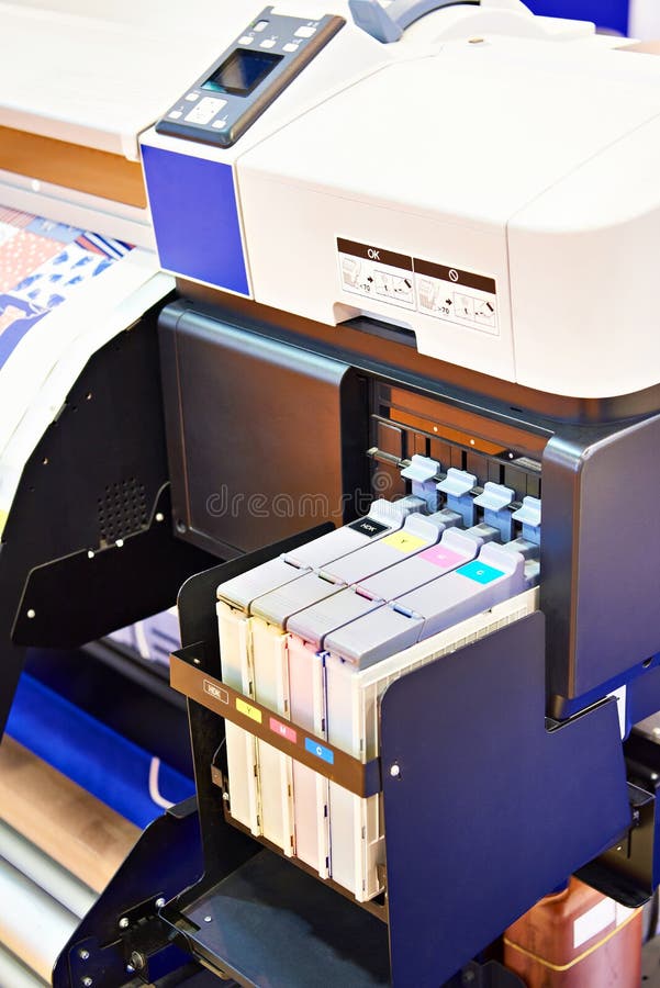 Wide Format Printer for on Fabric and Paper Stock Image - Image of ...