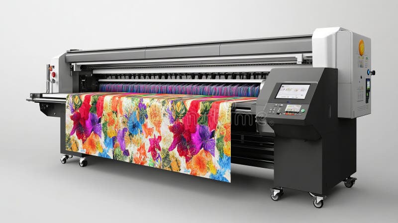 Wide Format Printer with Floral Pattern, Producing Vibrant Design ...