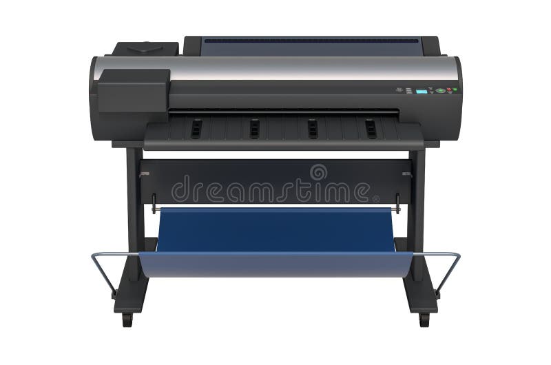 Wide Format Printer, Front View. 3D Rendering Stock Illustration ...