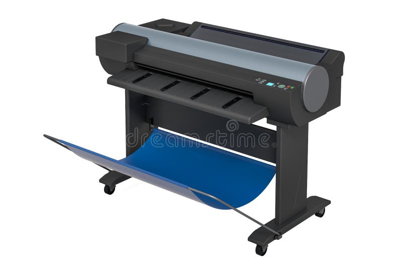 Wide Format Printer, Plotter. 3D Rendering Stock Illustration ...