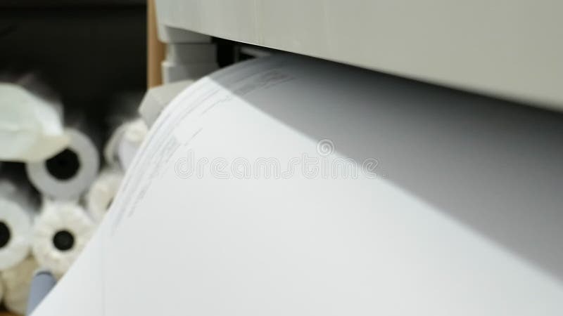 Wide Format Printer Prints and Cuts Draft Drawing Stock Video - Video ...